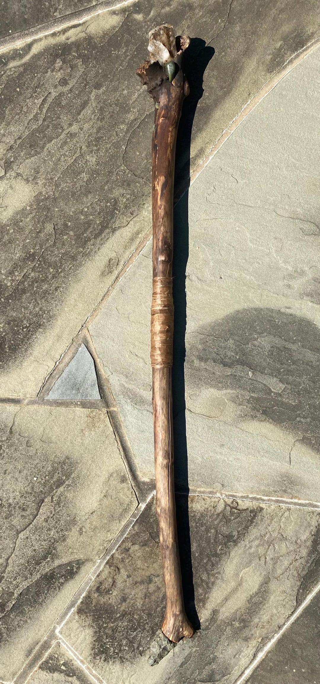 Long Shaman Scepter Handmade Wood Quartz Quartzite Epidote Primitive ...