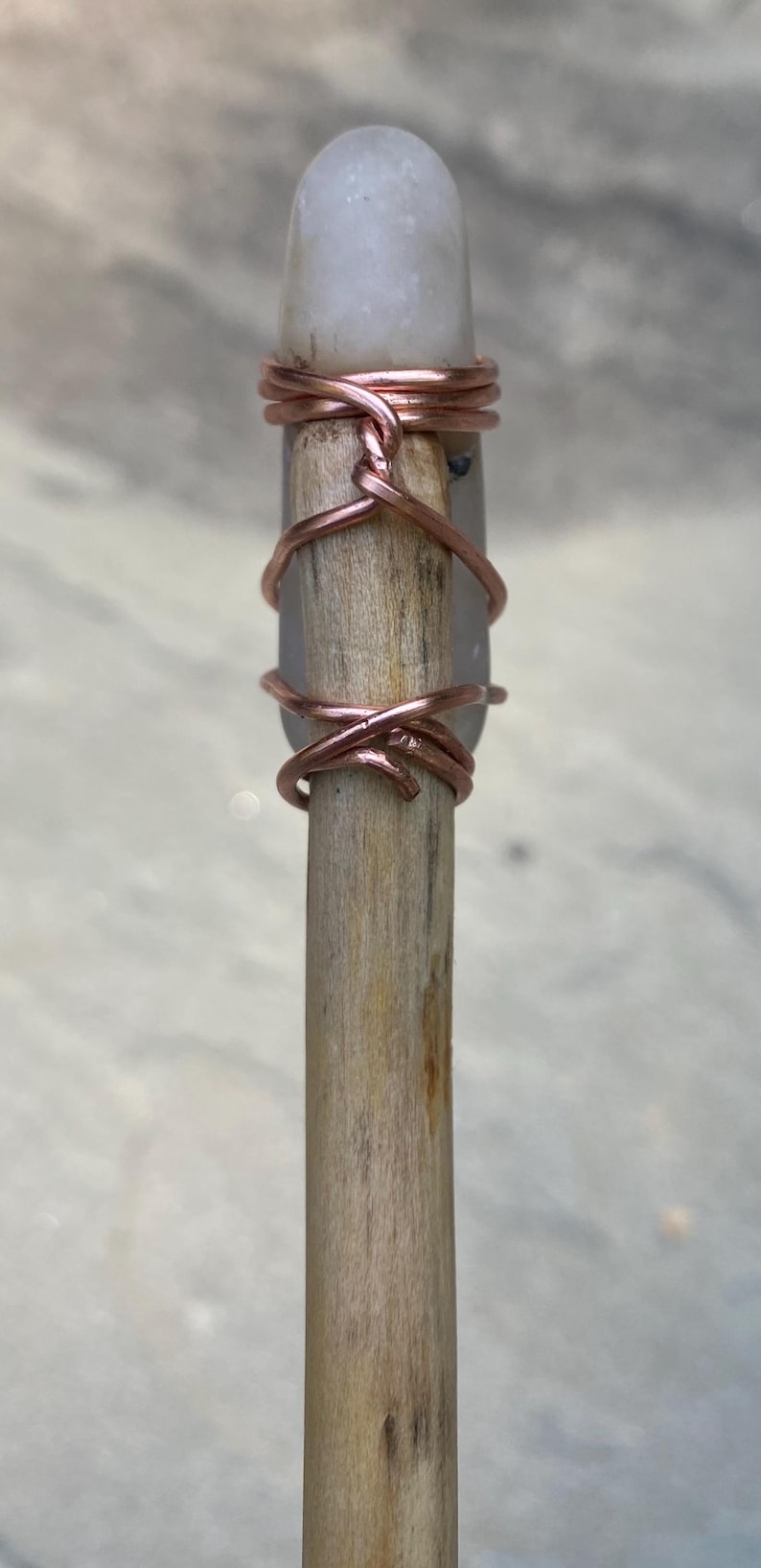 Strength Protection Wand Handmade Wood Quartz Basalt Steel Copper Magic ...