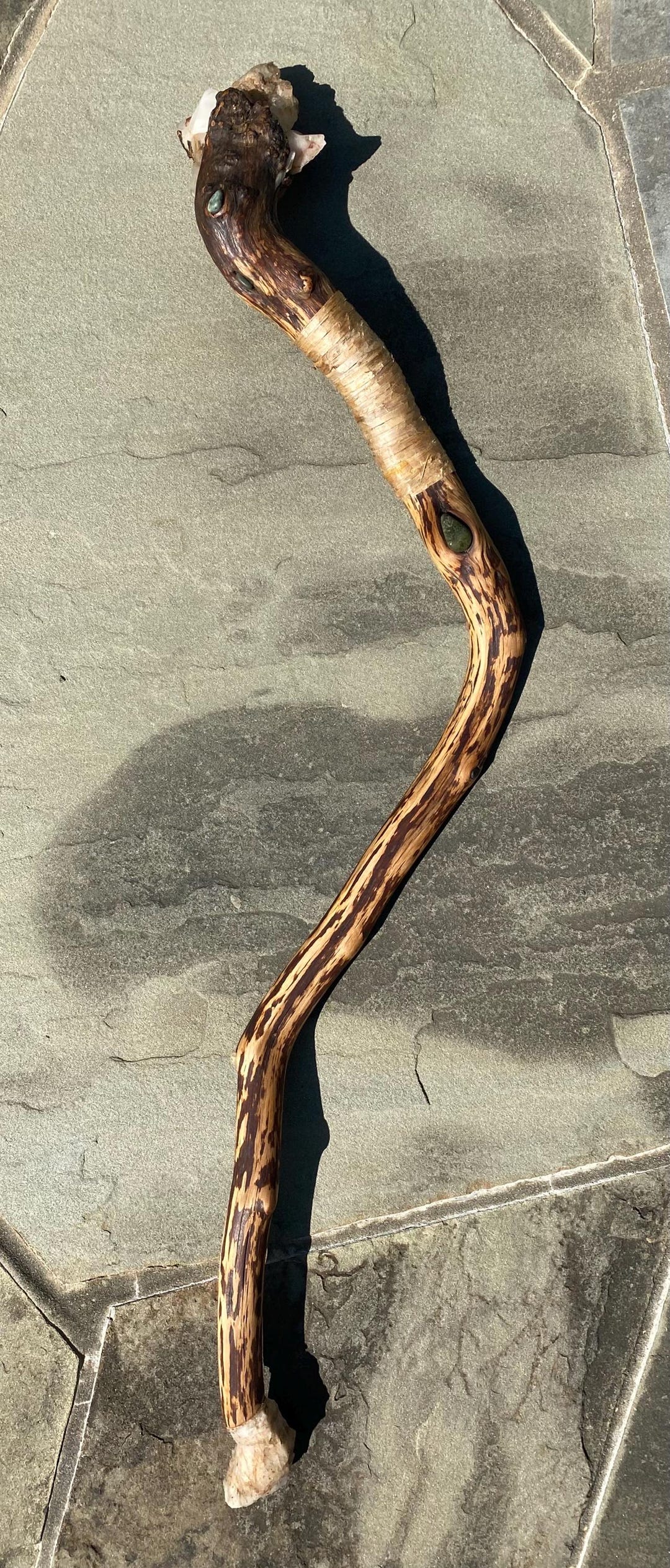 Curved Ceremonial Shaman Scepter Handmade Wood Quartz Epidote Magic - Etsy