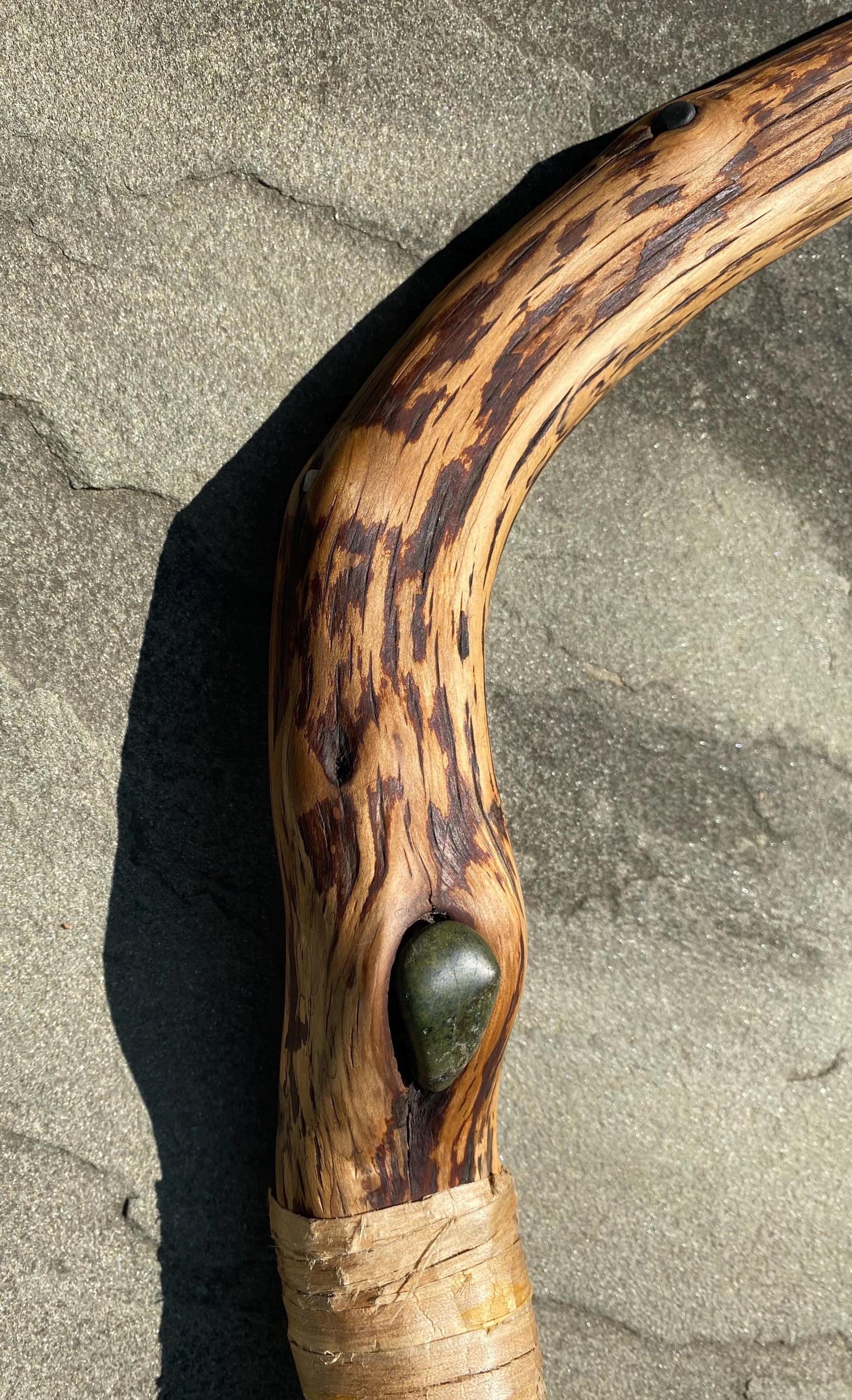 Curved Ceremonial Shaman Scepter Handmade Wood Quartz Epidote Magic - Etsy