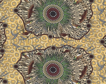 Kangaroo Path Yellow, an Authentic Aboriginal Fabric - Etsy