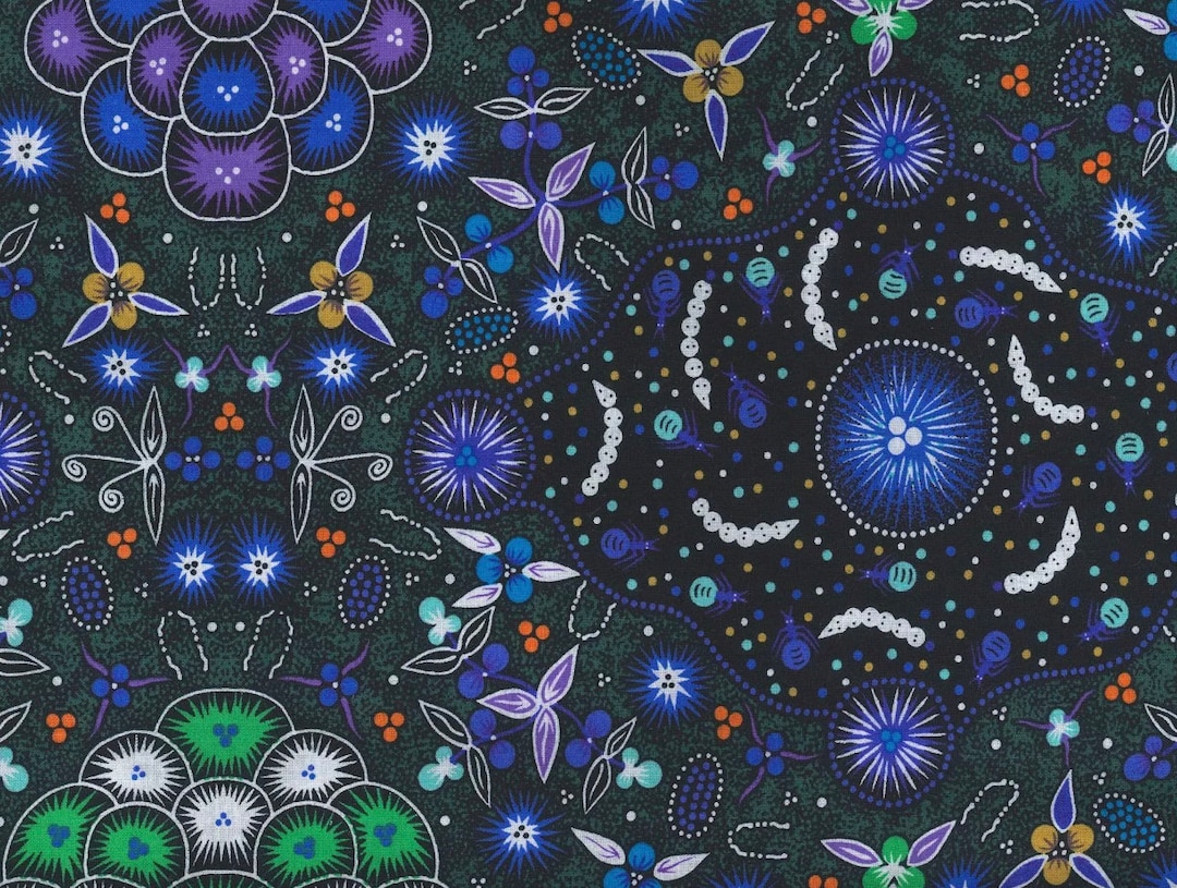 Bush Lemon Blue, an Authentic Aboriginal Fabric - Etsy