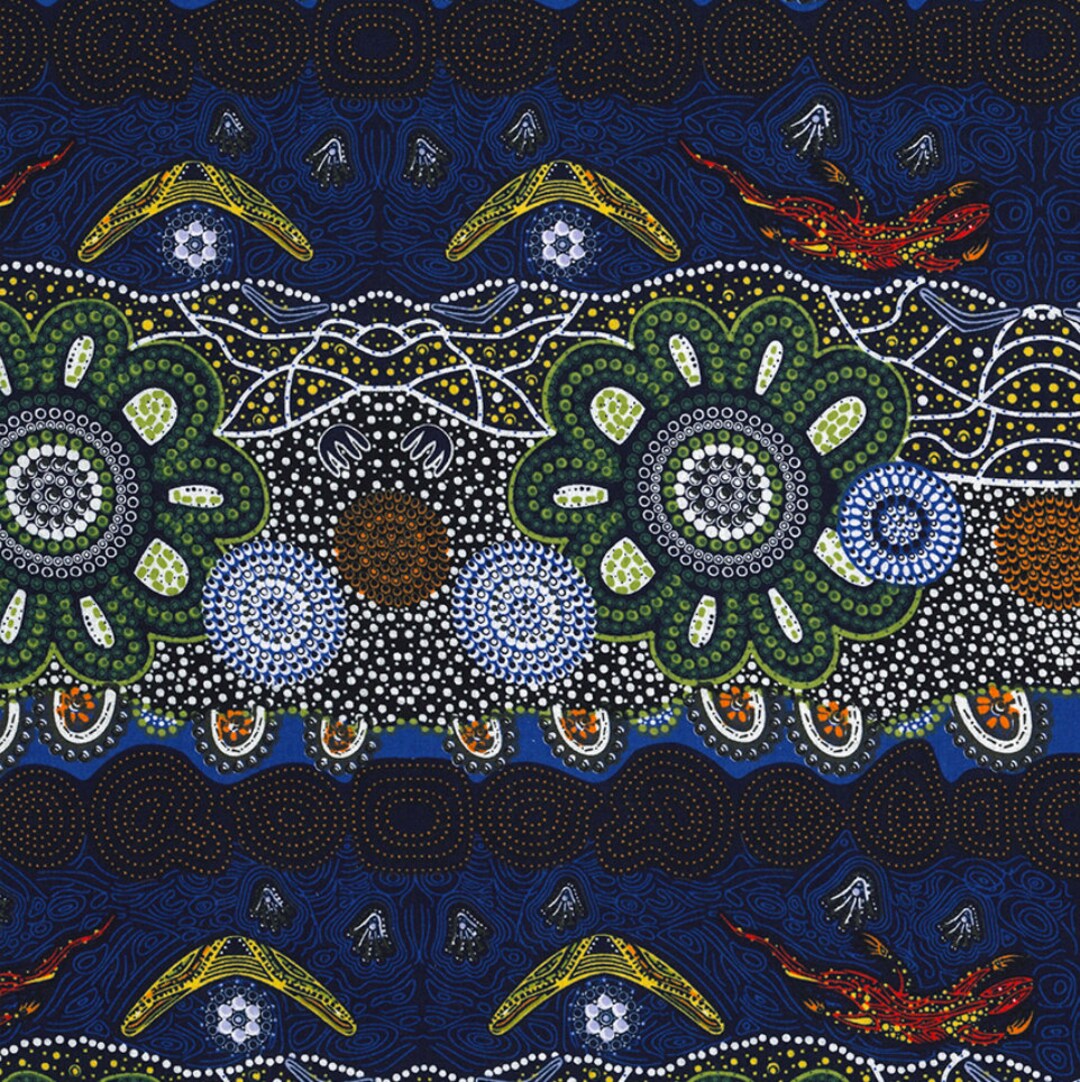 Home Country, Green, an Authentic Aboriginal Fabric - Etsy