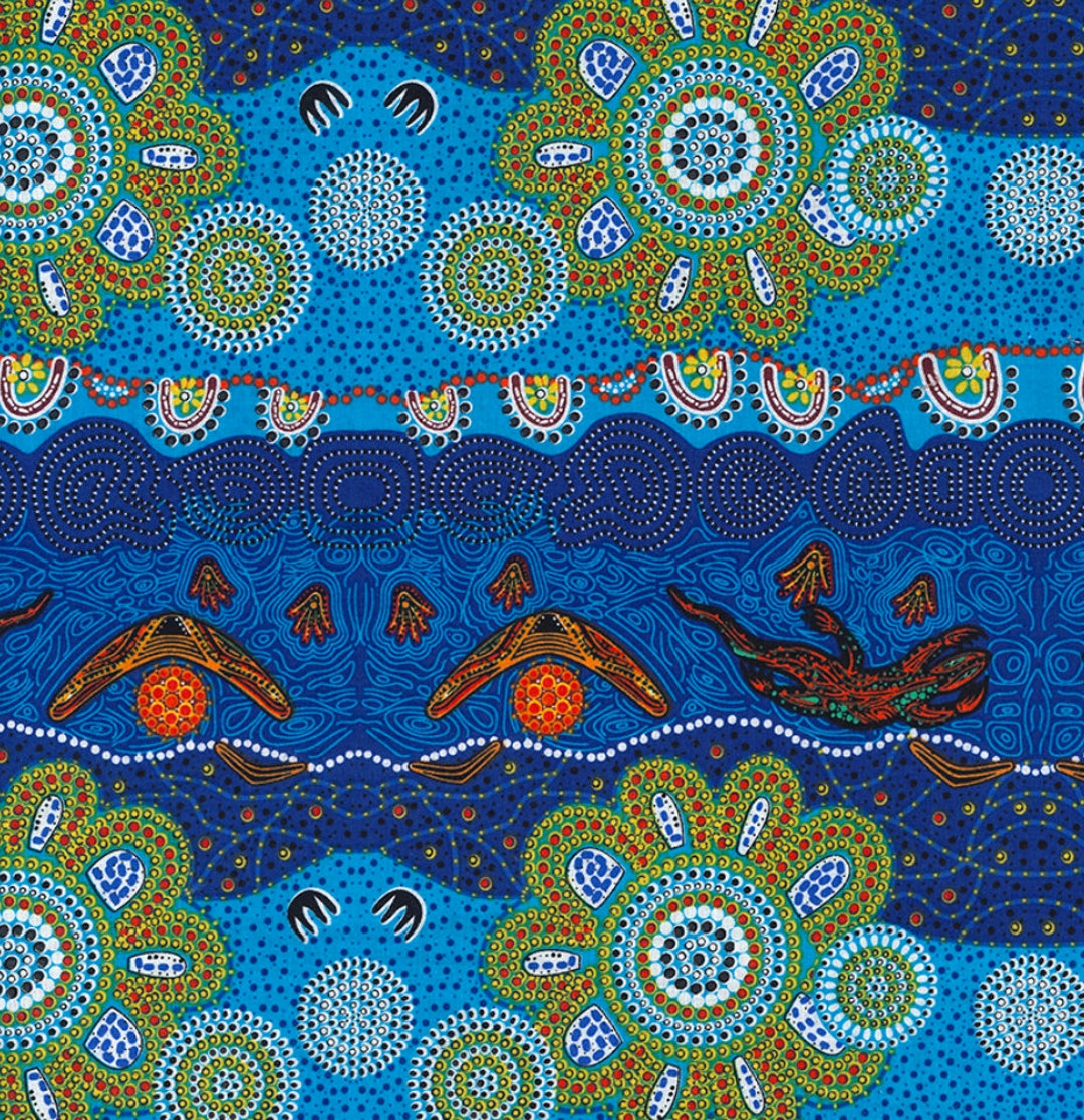 Home Country, Blue, an Authentic Aboriginal Fabric - Etsy