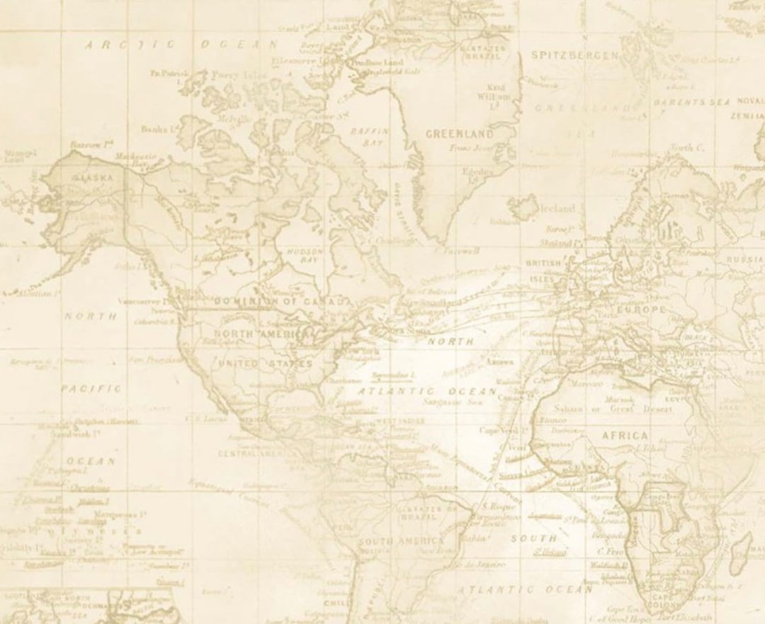 World Map, Cream - Etsy