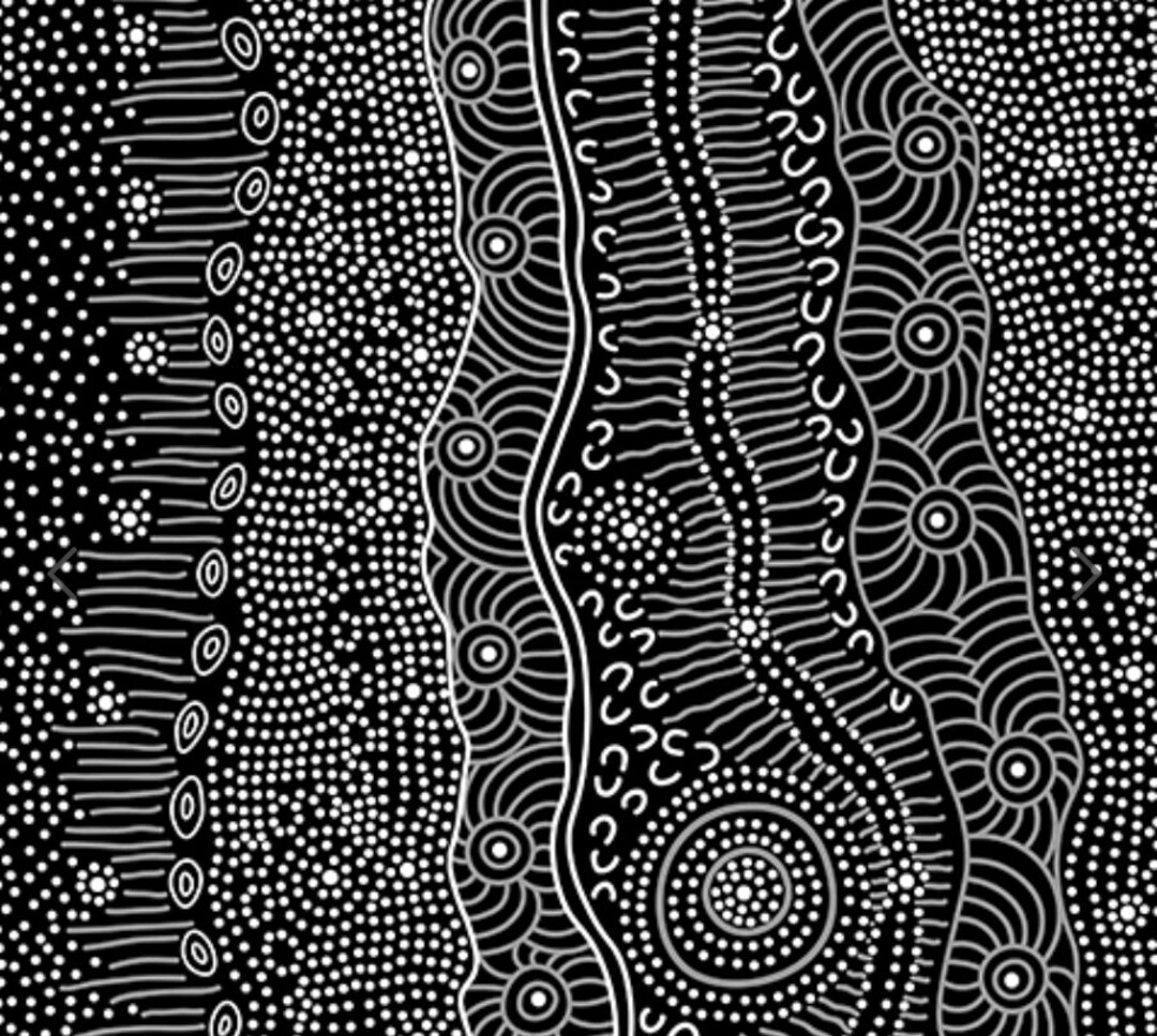 Gathering by the Creek, Black, an Authentic Aboriginal Fabric - Etsy
