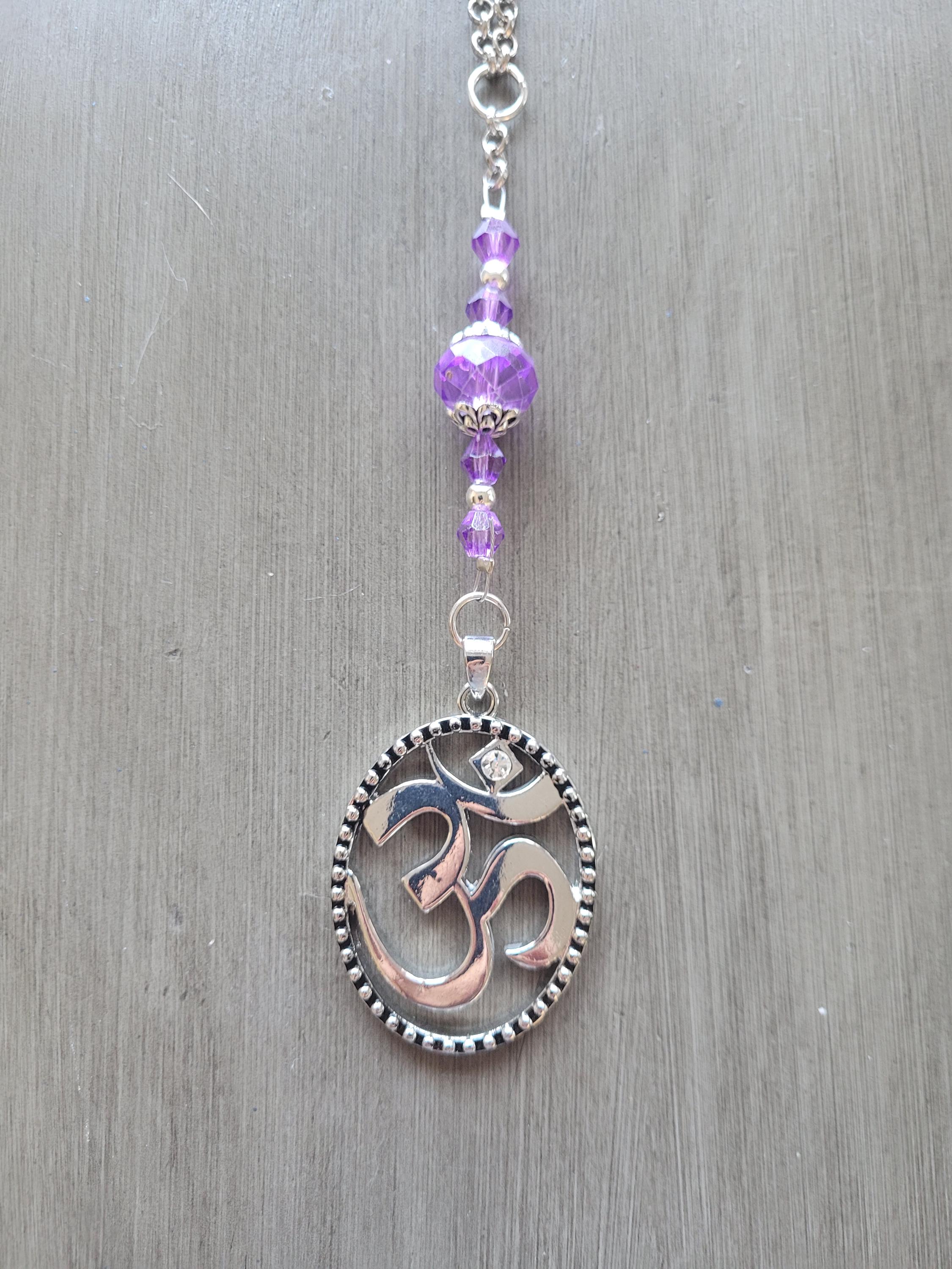 Om Symbol Necklace - Beautiful Delicate Purple Beads, Gem and a Sturdy ...