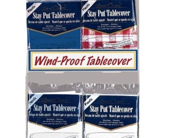 Gingham Kwik Covers Plastic Fitted Stretchable Tablecloths, Checker ...