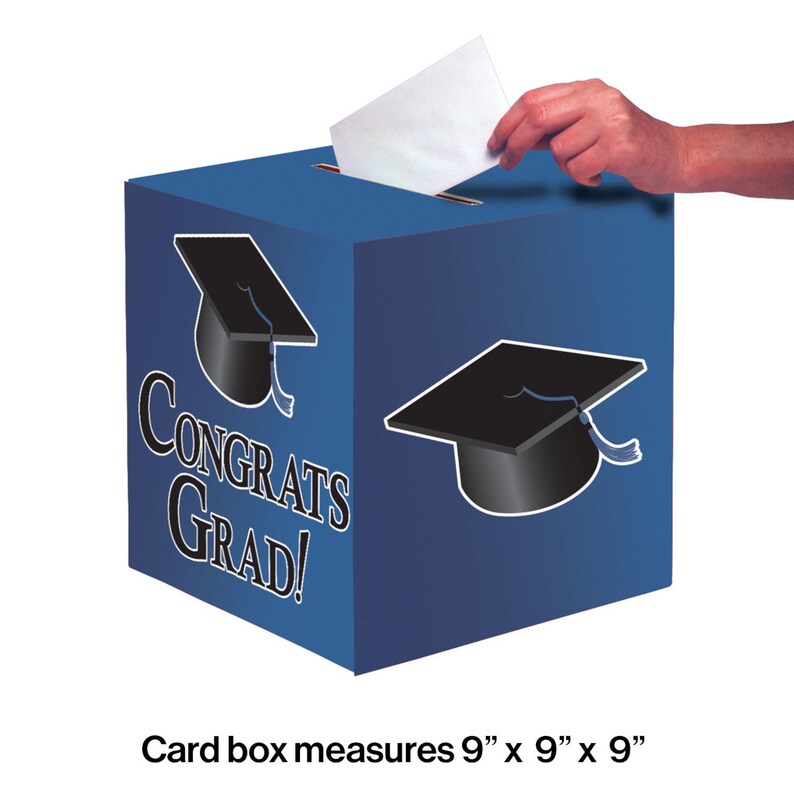 BLUE Graduation 9 In. Card & Money Drop Box Congrats Grad - Etsy