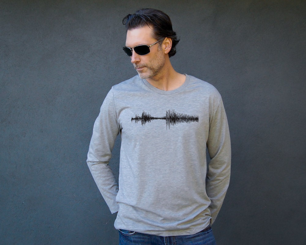 Men's Sound Wave T-shirt-by Kult Designs-american Apparel Gray Mens ...