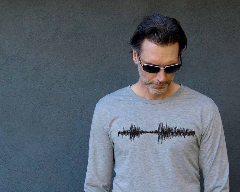 Men's Sound Wave T-shirt-by Kult Designs-american Apparel Gray Mens ...