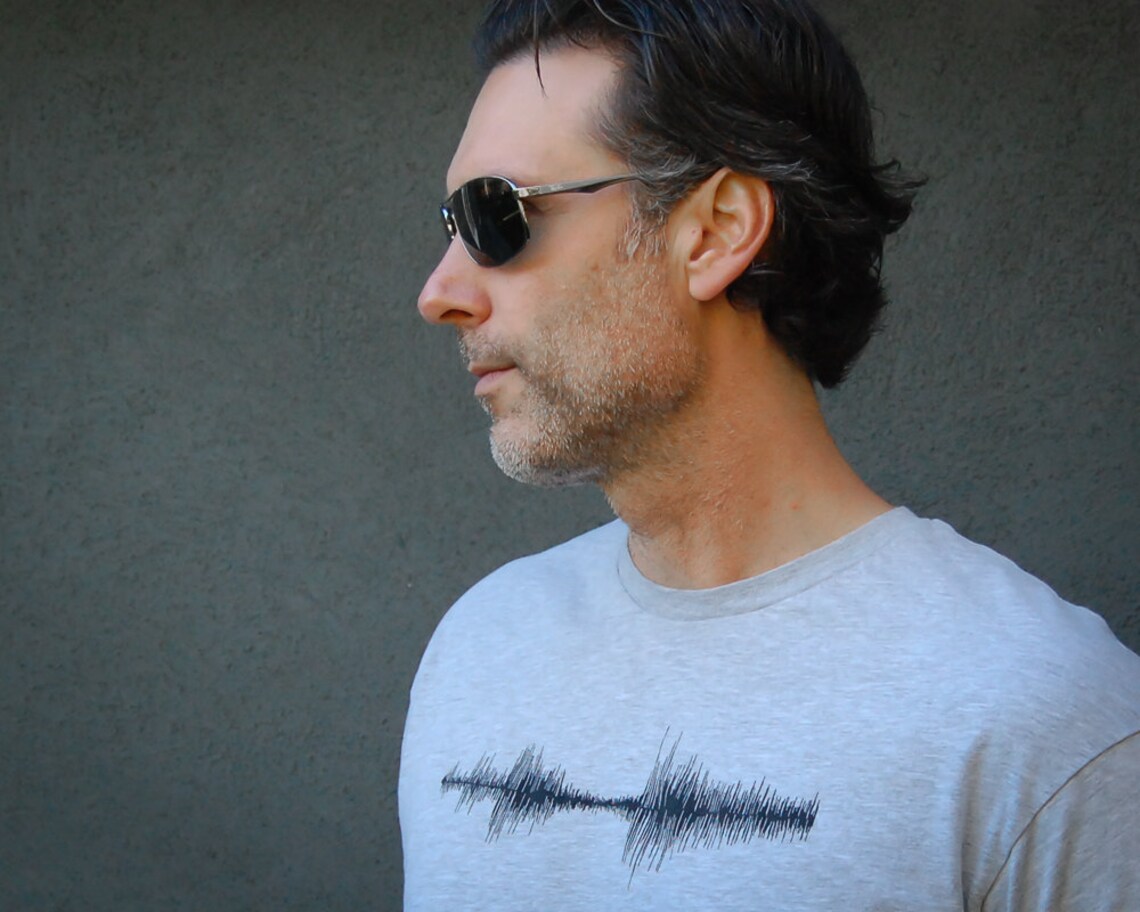 Mens Gray Soundwave Graphic Tee, Led Zeppelin Kashmir Inspired - Etsy