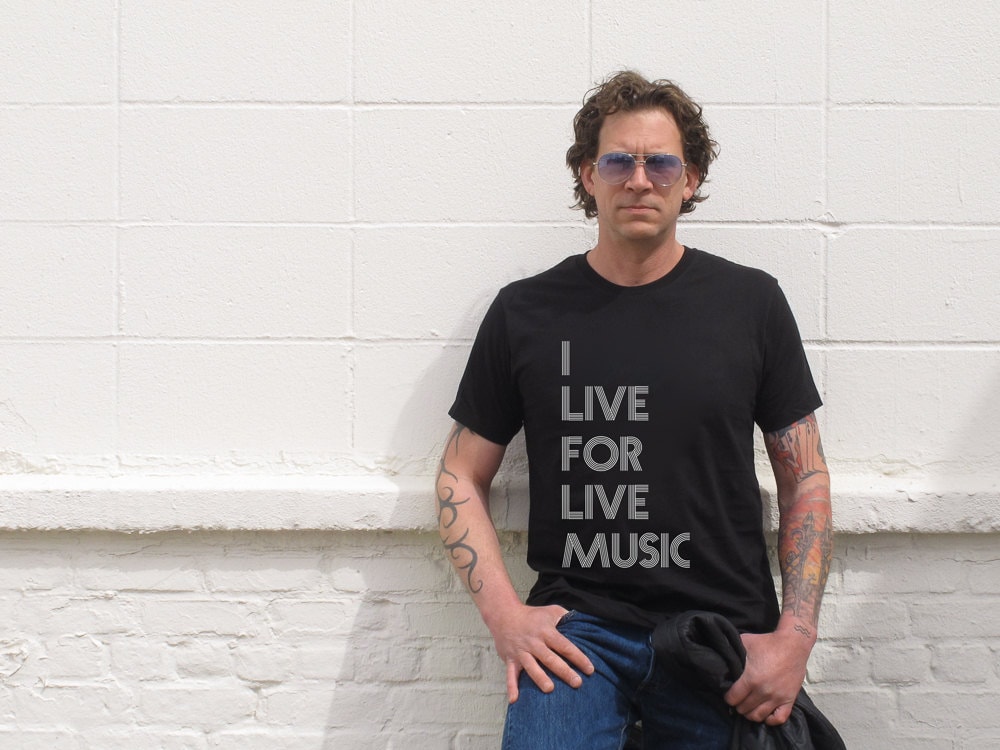 Men's "i Live for Live Music"-american Apparel Black Short Sleeve T ...
