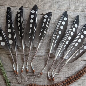 Moon Mama.:. One Painted Feather With Moon Design in White//geese ...