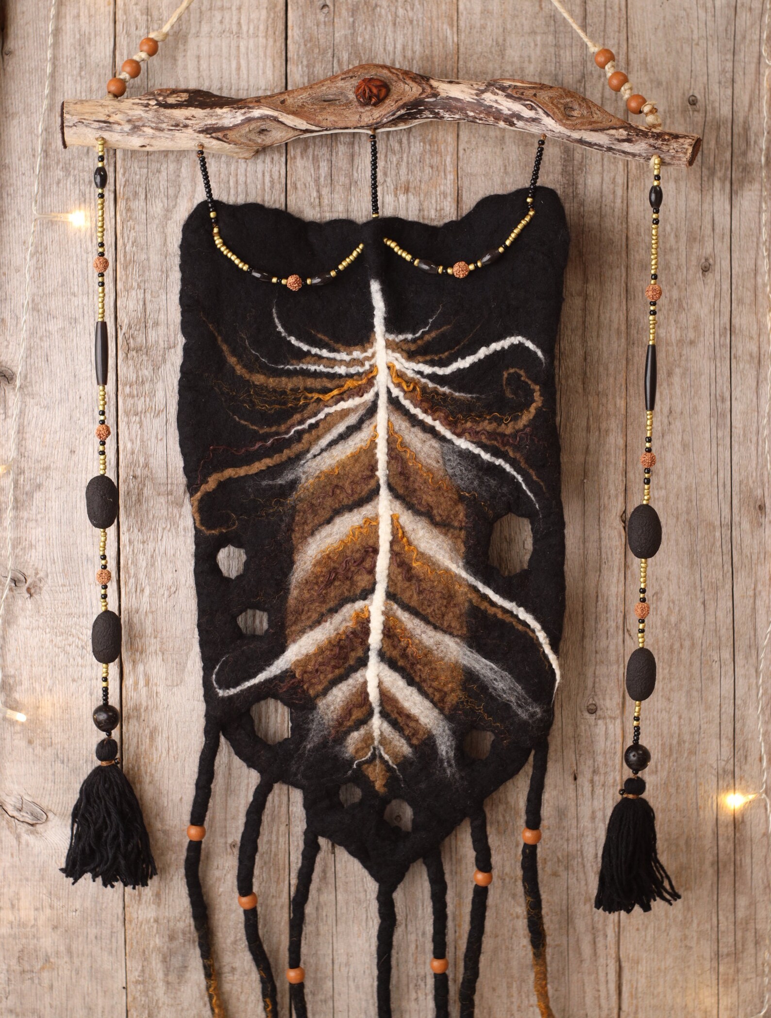 Night Feather.:. Peace Feather Shield Art Wall/felt Merino Wool/altar ...