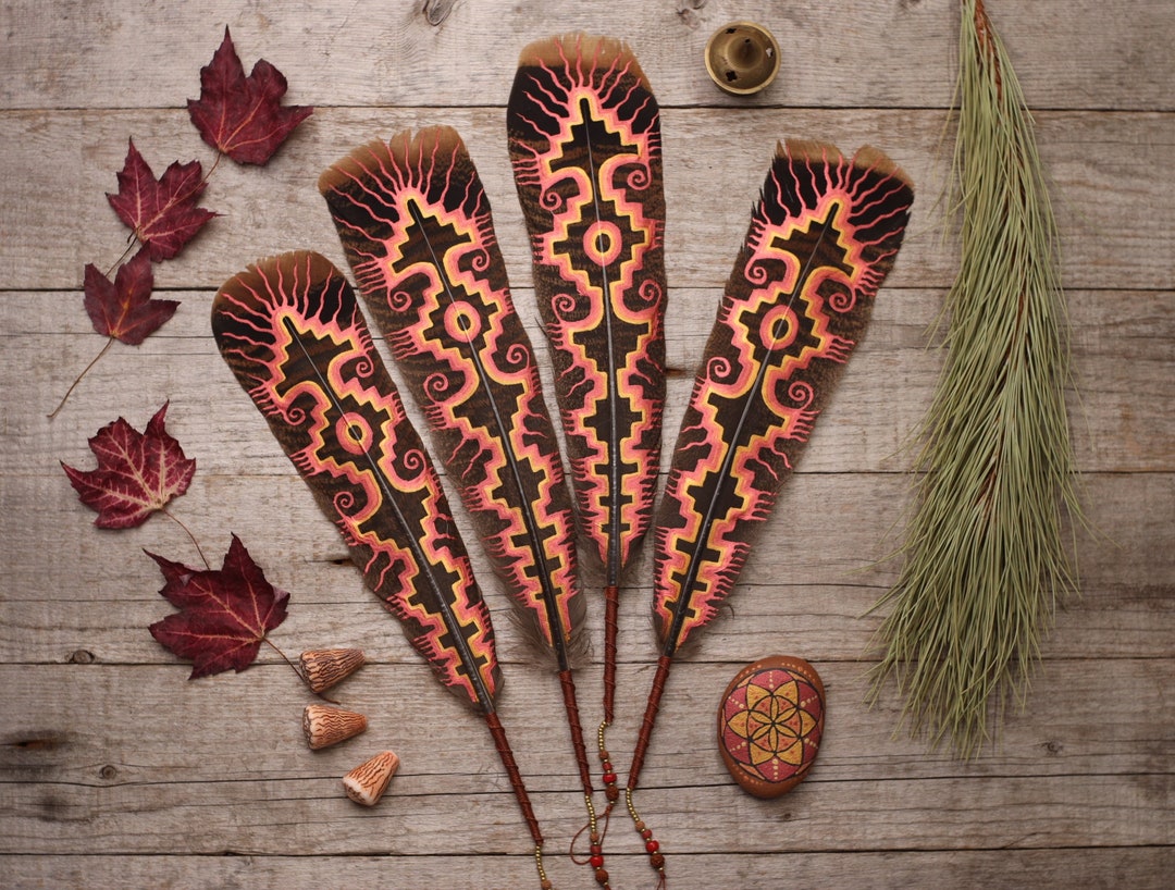 Galactic Portal Inner Fire.:. One Painted Feather in Reds/smudging ...