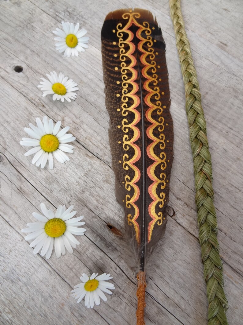 Sacred Path .:. Painted Feather // Turkey Tail Feather // for Smudging ...