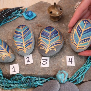 Ocean Feather.:. Rock for Your Altar One Hand Painted Stone /shaman Art ...
