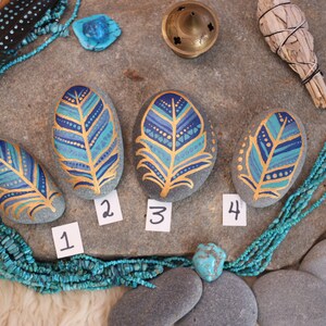 Ocean Feather.:. Rock for Your Altar One Hand Painted Stone /shaman Art ...