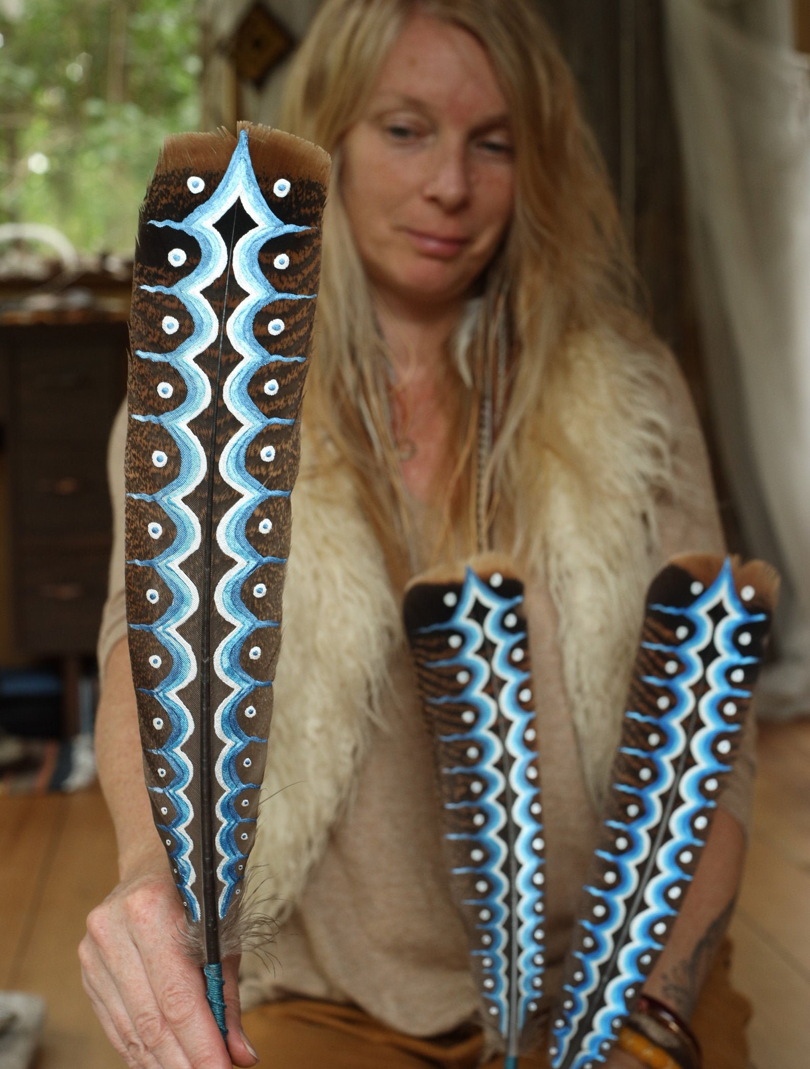 Infinite Blue.:. One Painted Feather/turkey Feather/ Art Deco ...