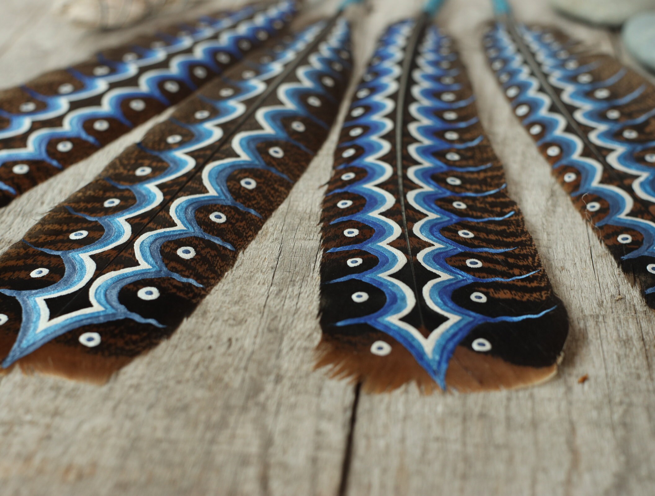 Infinite Blue.:. One Painted Feather/turkey Feather/ Art Deco ...