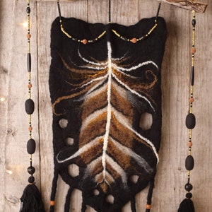 Night Feather.:. Peace Feather Shield Art Wall/felt Merino Wool/altar ...