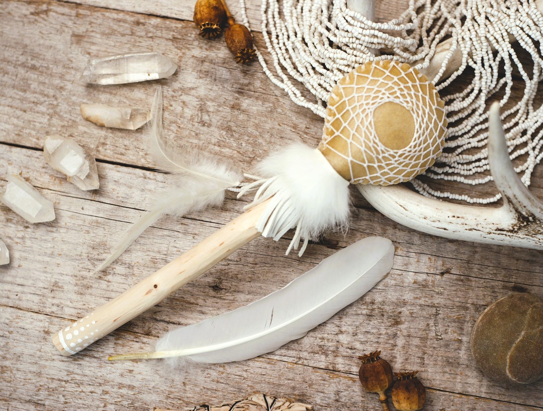 Dreaming With Deer .:.rattle in Deer Rawhide//dream Catcher/shaman ...
