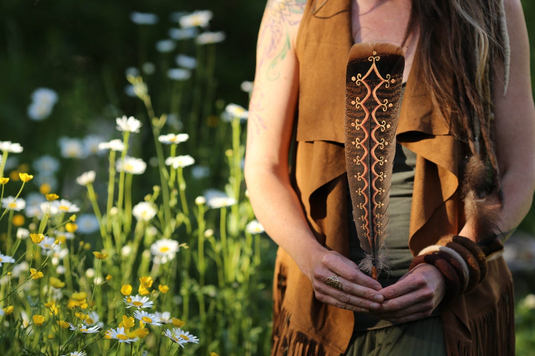 Sacred Path .:. Painted Feather // Turkey Tail Feather // for Smudging ...