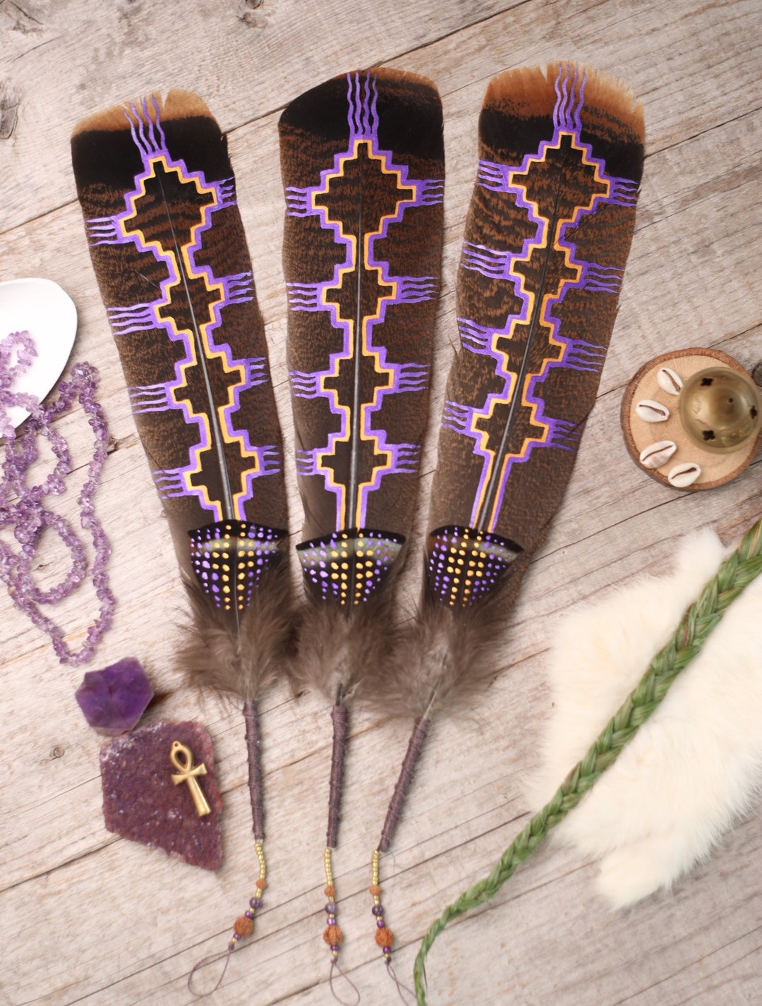 Sacred Medicina.:.painted Feather Purple Gold Chacana/ One Turkey ...