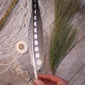 Moon Mama.:. One Painted Feather With Moon Design in White//geese ...