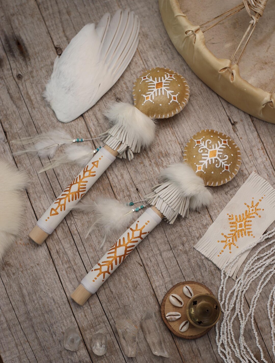 RESERVED Divine Grace .:. Rattle in Deer Rawhide/medicine Woman/spirit ...