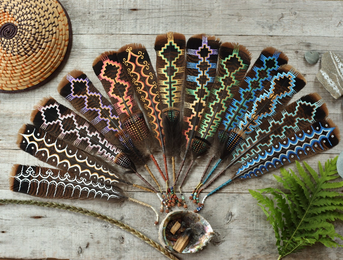 Infinite Blue.:. One Painted Feather/turkey Feather/ Art Deco ...