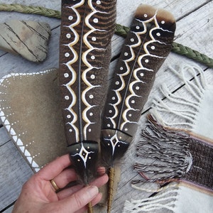 Maya Stars .:. One Painted Feather Fan//turkey Feather//for Smudging ...