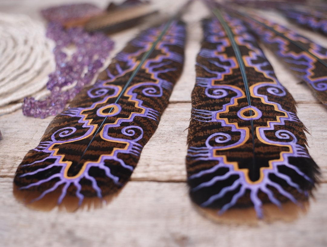 Galactic Portal.:. Feather Hand Painted in Gold and Purple/blessing ...