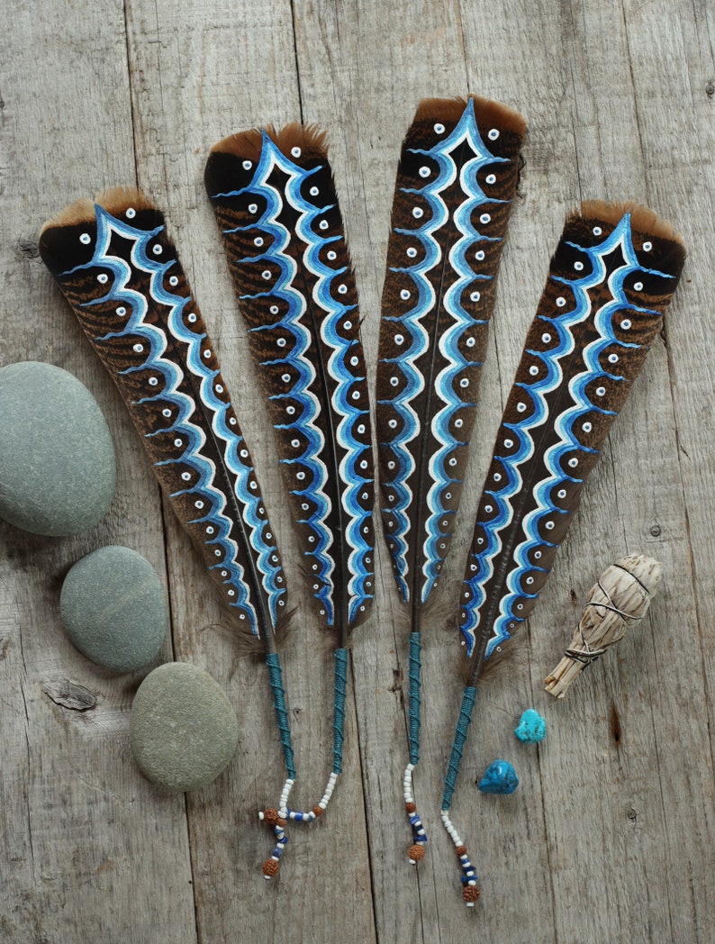 Infinite Blue.:. One Painted Feather/turkey Feather/ Art Deco ...