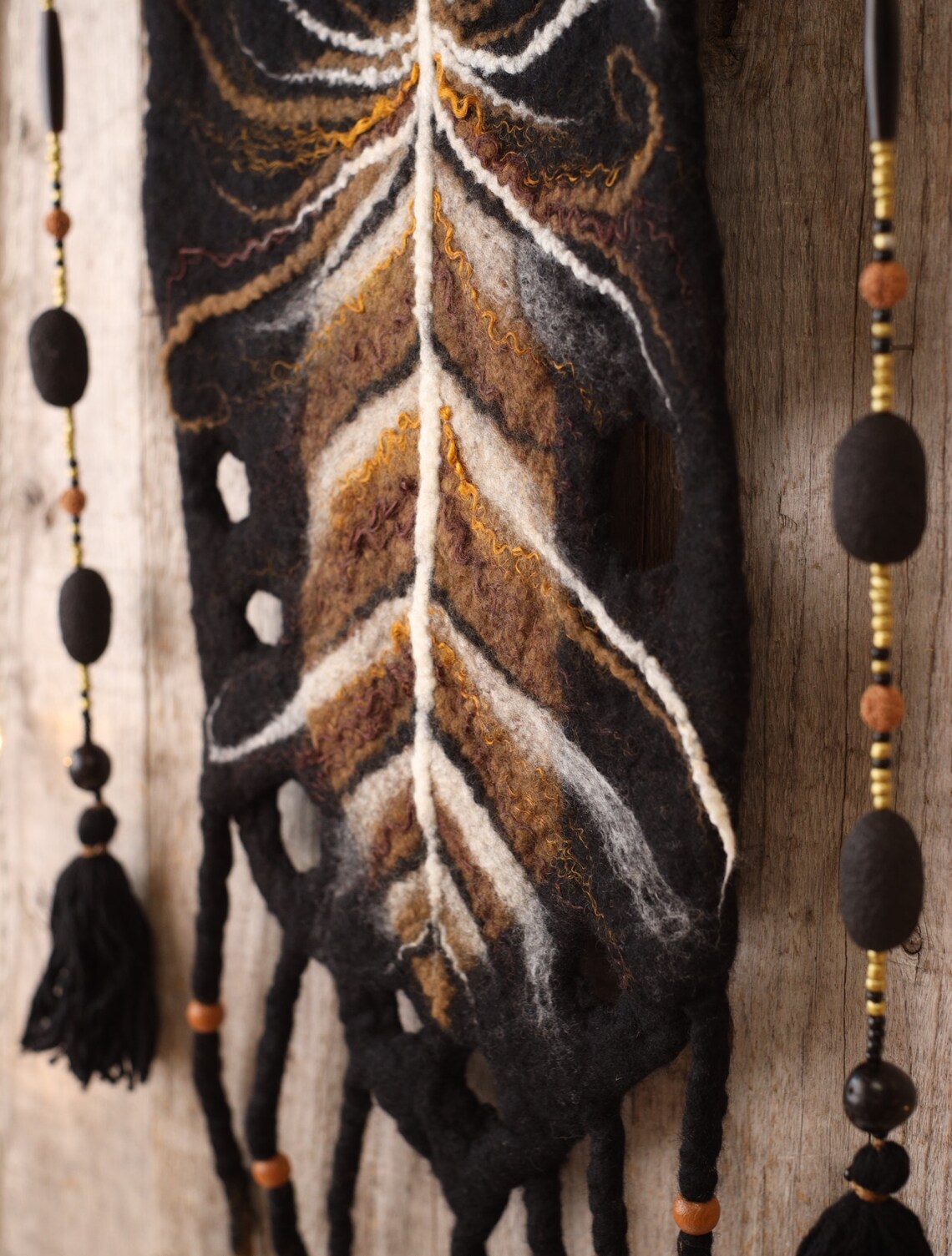 Night Feather.:. Peace Feather Shield Art Wall/felt Merino Wool/altar ...