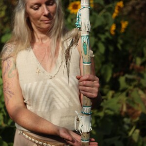 Many Prayers.:. Talking Stick for Spiritual Circle/painted Wood/deer ...
