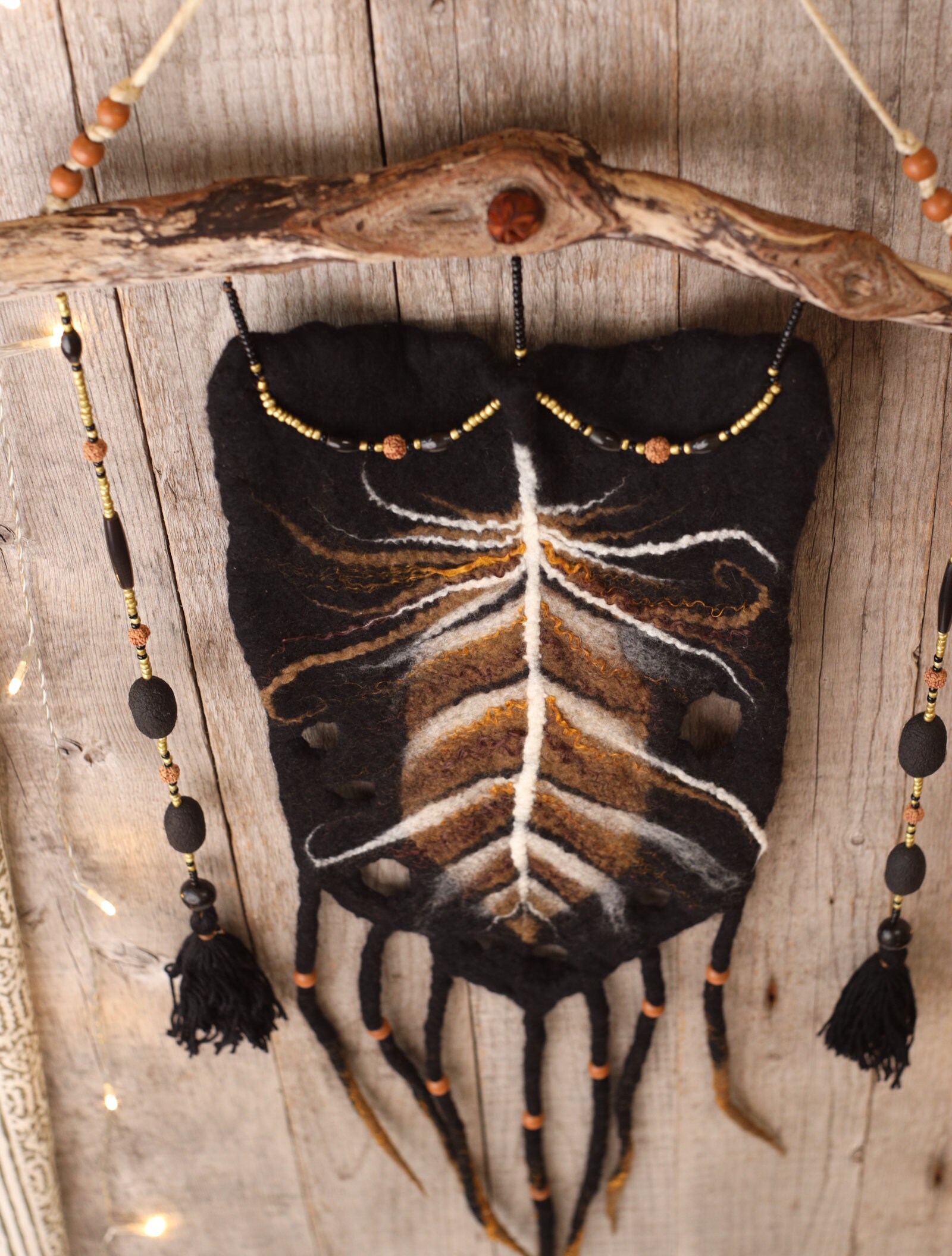 Night Feather.:. Peace Feather Shield Art Wall/felt Merino Wool/altar ...