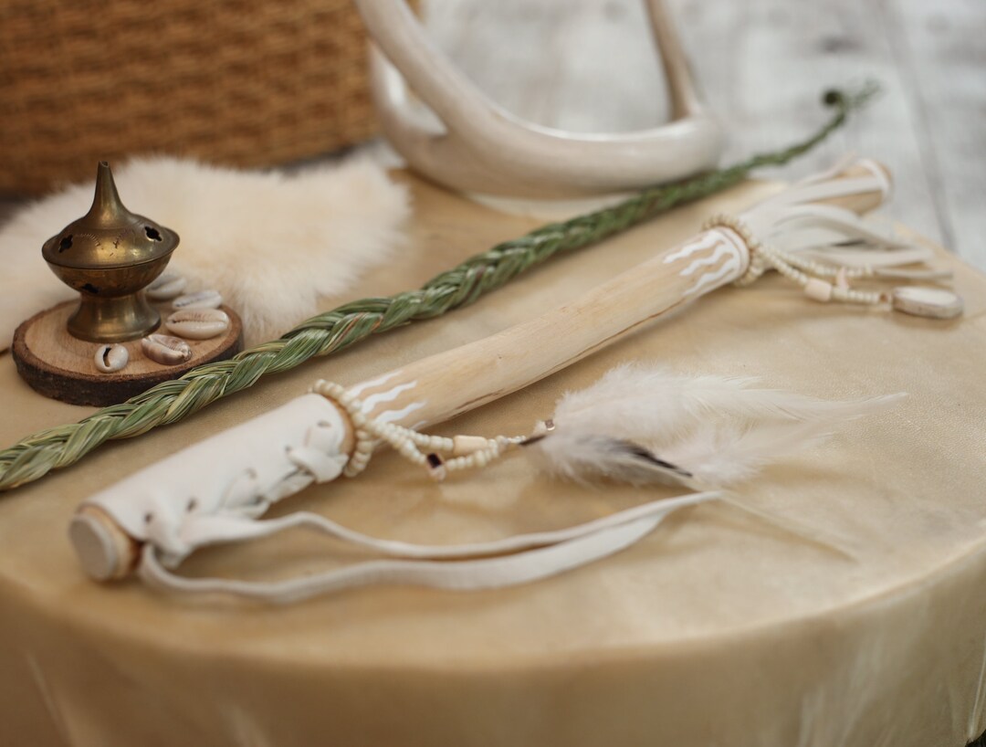 Sacred Space.:. Talking Stick for Spiritual Circle/painted Wood/deer ...