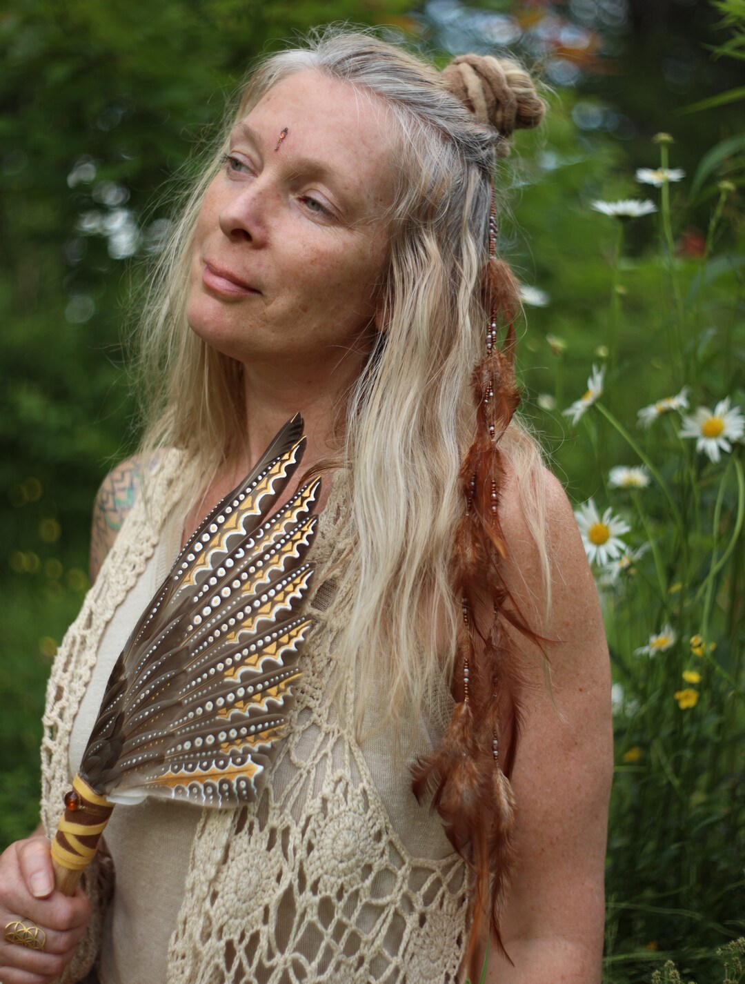 Earth Feather Falls .:. With Brown Feathers and Beads on an Elastic ...
