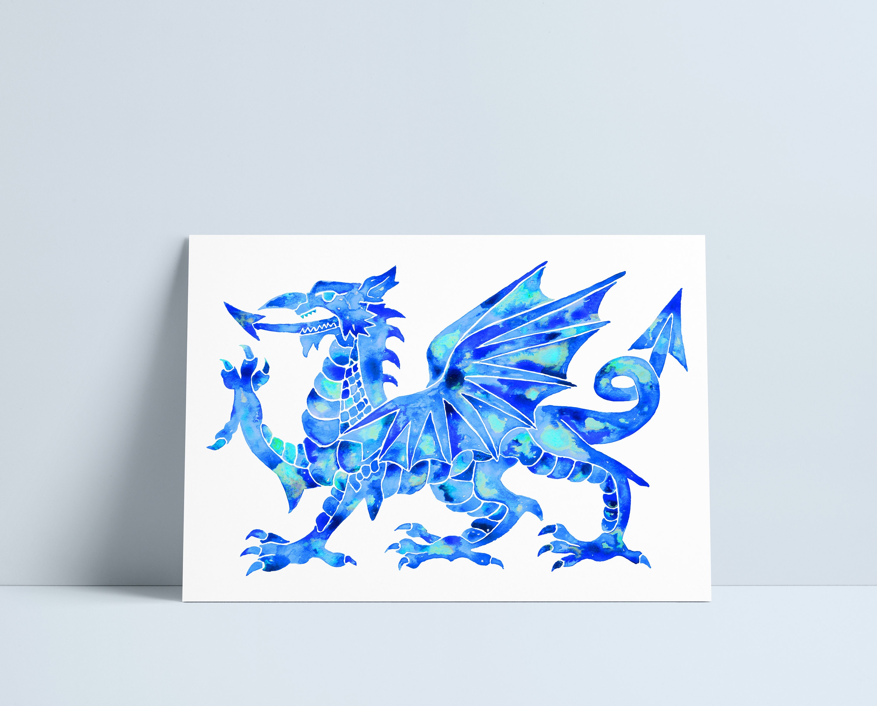 LARGE Blue Welsh Dragon by Niki Pilkington - Etsy UK