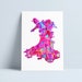 Map of Wales - Pink Tones by Niki Pilkington - Etsy