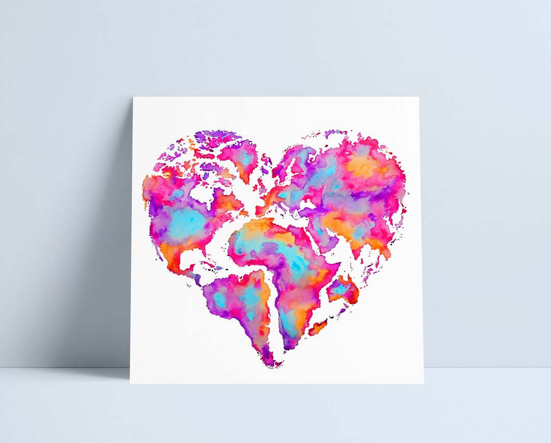 EXTRA LARGE - Heart World Map Print by Niki Pilkington - Etsy UK