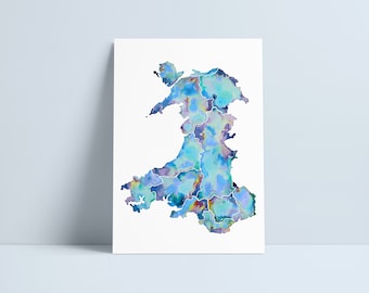 LARGE Map of Wales Yellow Tones Print by Niki Pilkington | Etsy