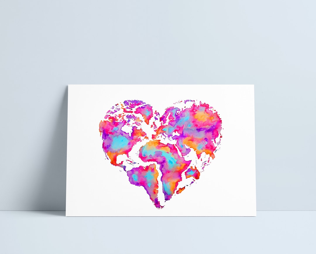 Heart Shaped World Map by Niki Pilkington - Etsy