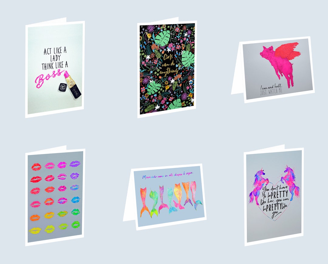 CARDS (6 PACK) the 'girl Power' Pack Cards by Niki Pilkington - Etsy UK