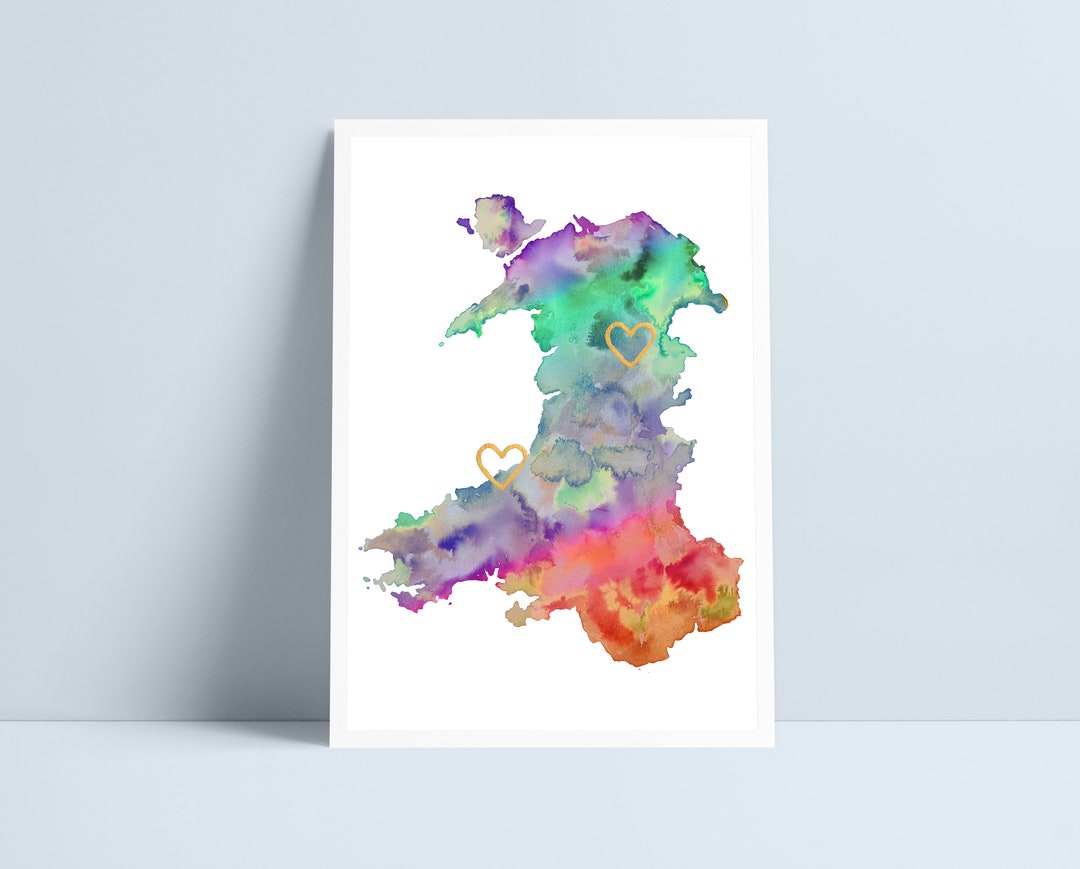 Custom Wales Map With Hand Painted Hearts by Niki Pilkington / Welsh ...