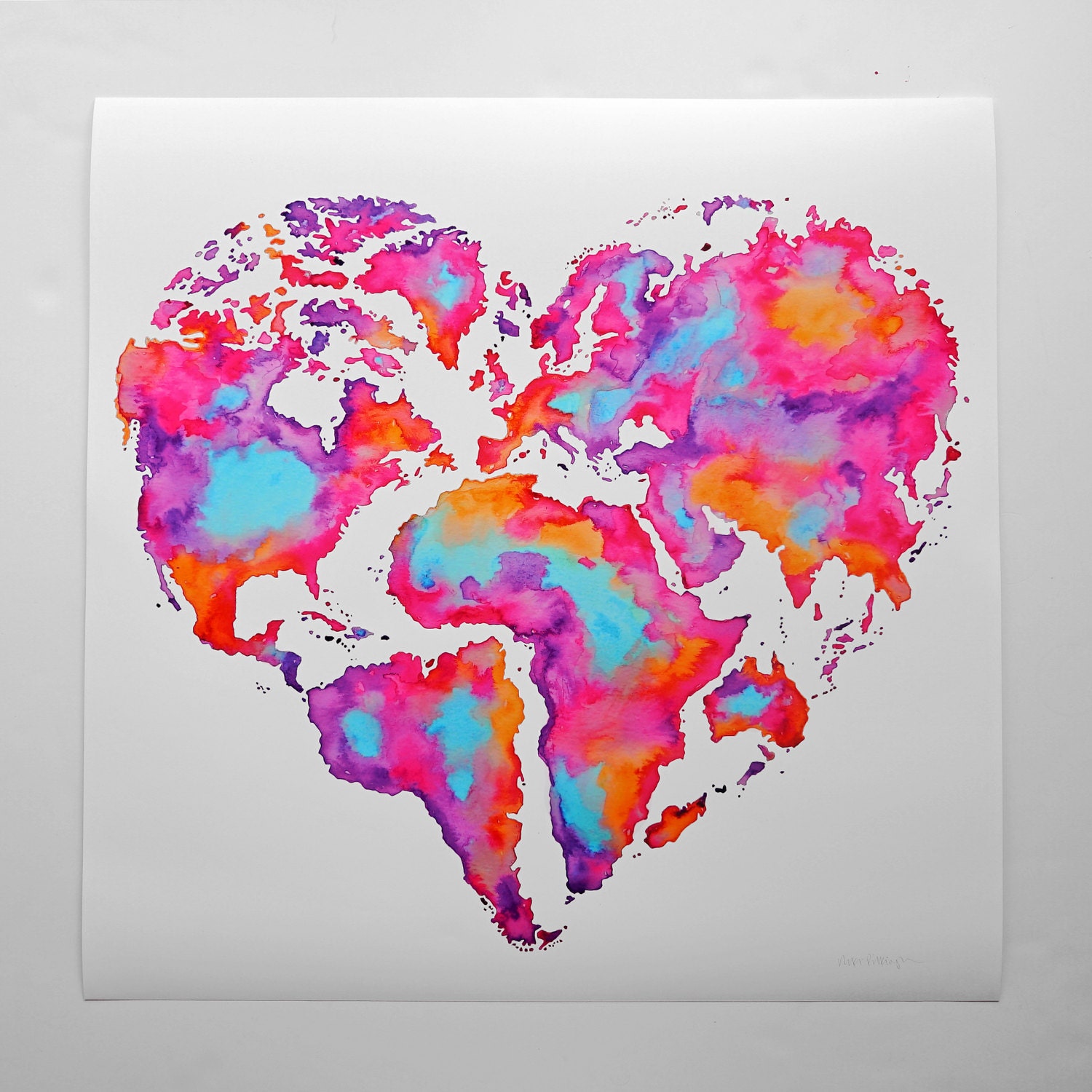 EXTRA LARGE Heart World Map Print by Niki Pilkington - Etsy UK