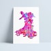 LARGE Map of Wales - Pink Tones Print by Niki Pilkington - Etsy UK
