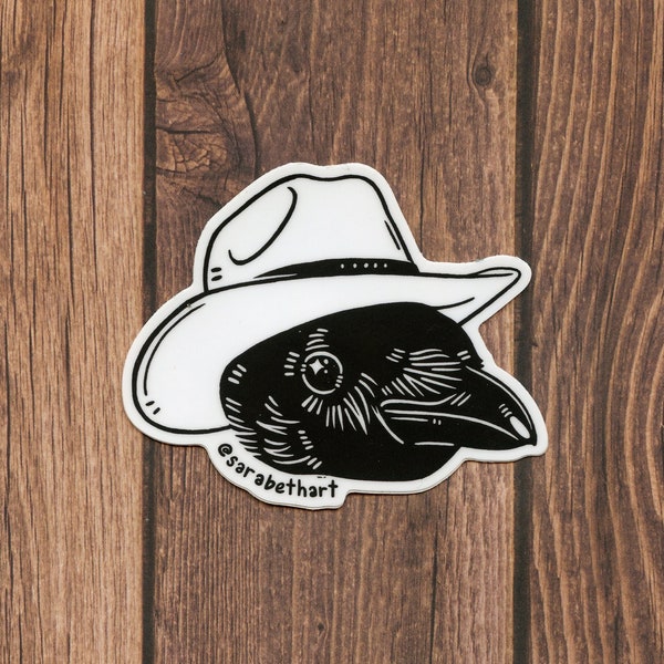 Cowboy Crow Sticker - Etsy